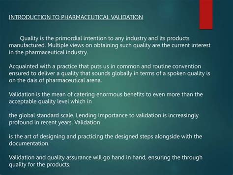 Pharmaceutical Validation Types Of Validation Pptx Pharmaceutical