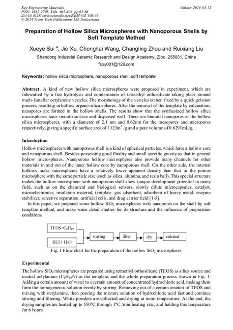 Preparation Of Hollow Silica Microspheres With Nanoporous Shells By Soft Template Method
