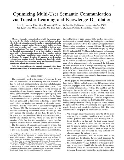 Pdf Optimizing Multi User Semantic Communication Via Transfer