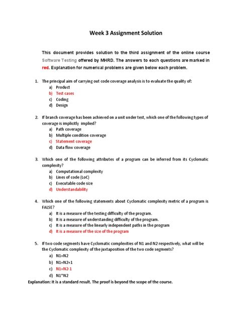 Week 3 Assignment Solution Software Testing Pdf Systems