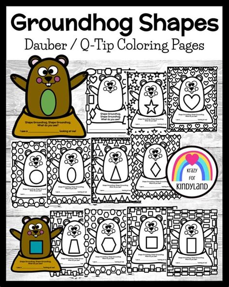 Groundhog Day Shapes Coloring Pages Dauber Q Tip Dotter Spring Activity