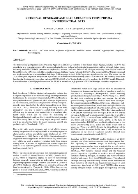 pdf retrieval of sugarcane leaf area index from prisma hyperspectral data