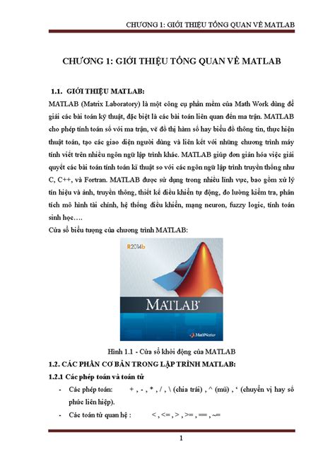 Chuong Ch Ng Gi I Thi U T Ng Quan V Matlab Gi I Thi U