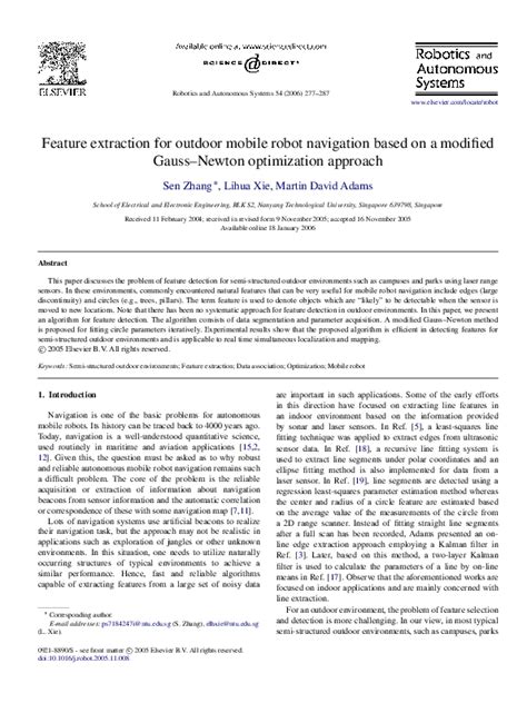 Pdf Feature Extraction For Outdoor Mobile Robot Navigation Based On A Modified Gauss Newton