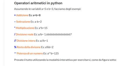 Operatori In Python Operatori Aritmetici E Assegnazione In Python
