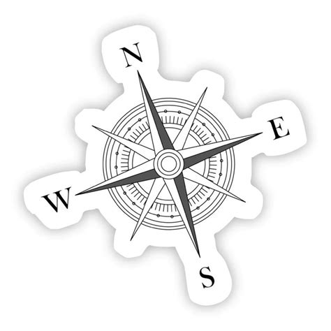 Compass Sticker Black And White Stickers Nature Stickers White Stickers