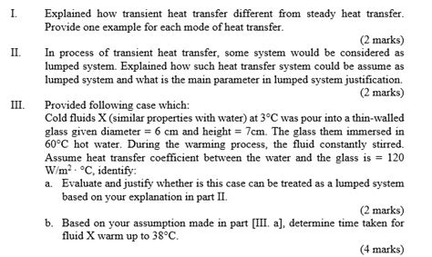 Solved Heat And Transfer Explain How Transient Heat Transfer Is