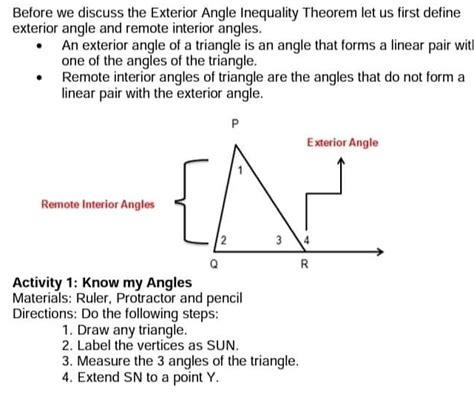 Solved Before We Discuss The Exterior Angle Inequality Theorem Let Us
