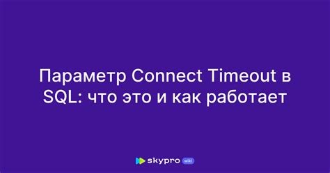 Параметр Connect Timeout в Sql что это и как работает