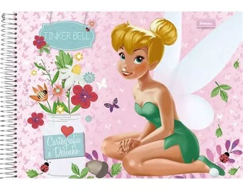 foroni caderno de cartografia tinker bell 96f 96 folhas lisas unidade x