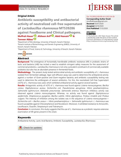 Pdf Antibiotic Susceptibility And Antibacterial Activity Of