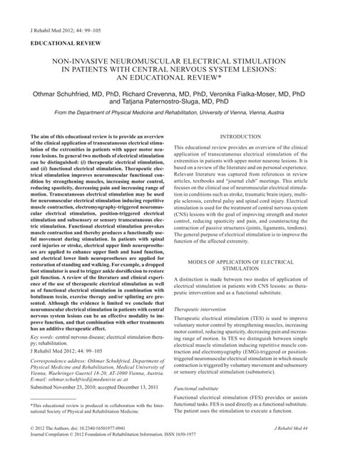 Pdf Non Invasive Neuromuscular Electrical Stimulation In Patients