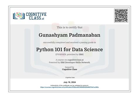 gunashyam padmanaban on linkedin 🎓 certificate accomplishment python 101 for data science i m