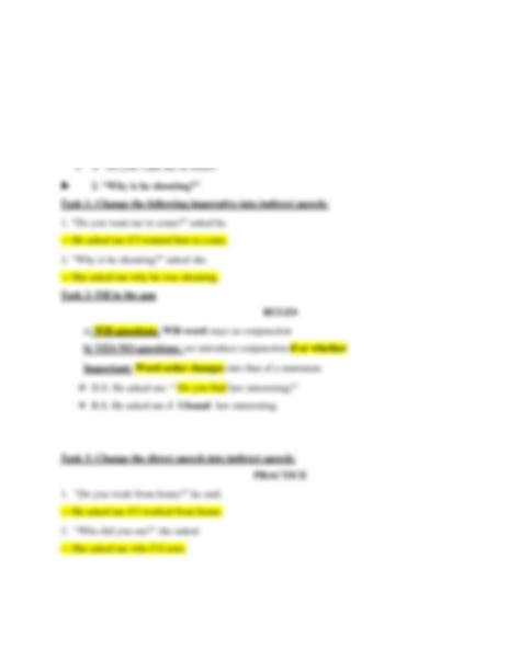 Solution Reported Speech Part Handout Studypool