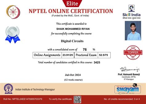 Nptel Digitalcircuitdesign Certification Lifelonglearning Shaik Mohammed Riyan
