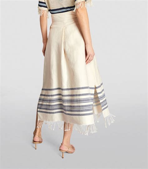 Womens Weekend Max Mara White Striped Wrap Skirt Harrods Us