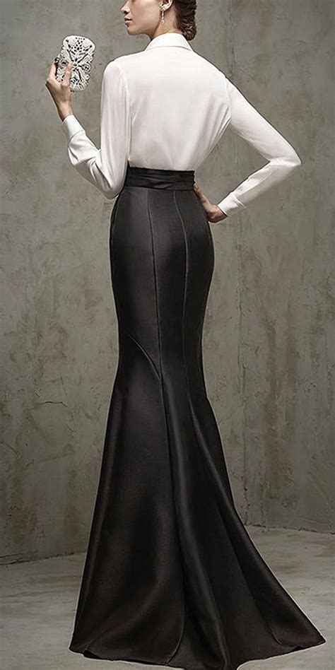Secretcastle Womens Long Black Skirt In Satin Mermaid