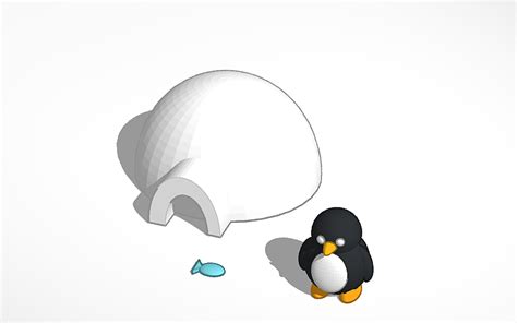3d Design What A Lovely Igloo With Such A Lovely Penguin Tinkercad