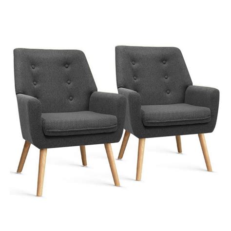 Artiss Charcoal Armchair Set Of 2 Retro And Comfortable