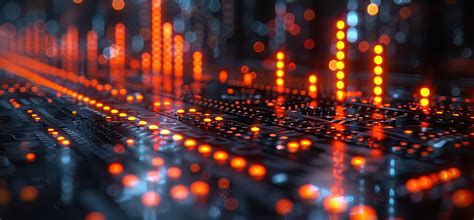 Abstract Representation Of Digital Circuitry With Glowing Orange Lights