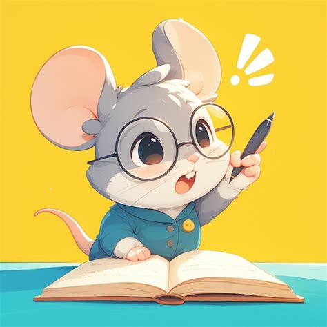 Premium Vector A Smart Mouse Teacher Cartoon Style