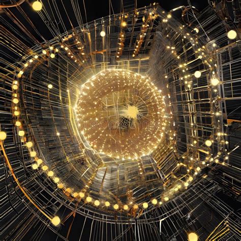 A Digital Illustration Of A Quantum Structure With Lights Stock Image