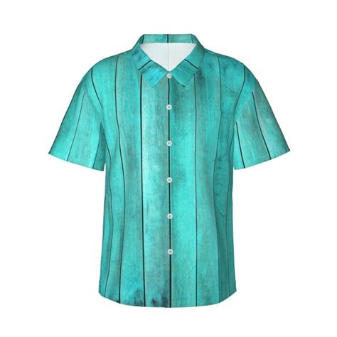 Cauagu Turquoise Wooden2 Print Hawaiian Shirt For Mencasual Short