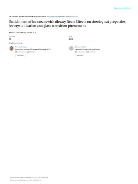 Enrichment Of Ice Cream With Dietary Fibre Effects On Rheological Properties Ice