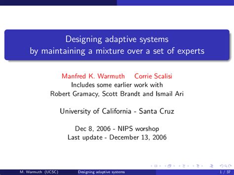 designed adapting system maintaining a mixture over a set of experts