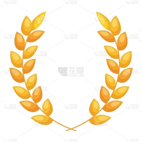 分离着色 黄金 月桂花冠 图标 概念 叶子 设计 装饰