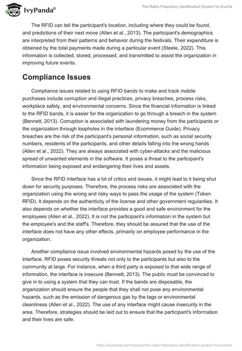 The Radio Frequency Identification System For Events 2141 Words Research Paper Example