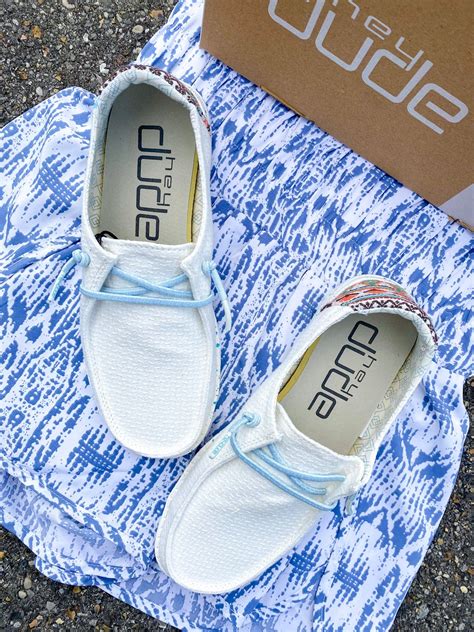 Womens Hey Dude Wendy Aztec White In 2023 Hey Dude Hey Dude Shoes