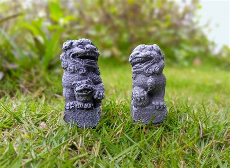 5cm Miniature Concrete Foo Dog Statue Cute Foo Dog Lion Oriental Foo