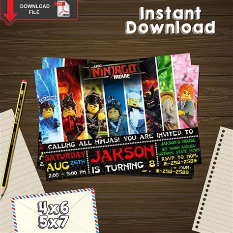 Lego Ninjago Invitation Lego Ninjago Birthday Lego Ninjago PDF Lego Ninjago Editable Lego
