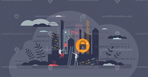 Cybersecurity As Information And Personal Data Protection Tiny Person Concept Vectormine