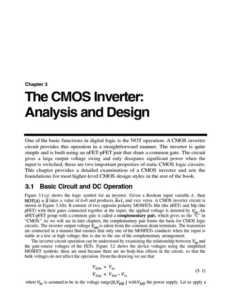Cmos Inverter Analysis Pdf Field Effect Transistor Mosfet