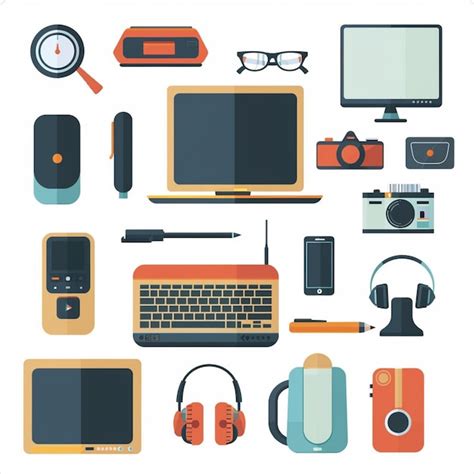 A Collection Of Electronic Devices Including A Laptop A Camera And A