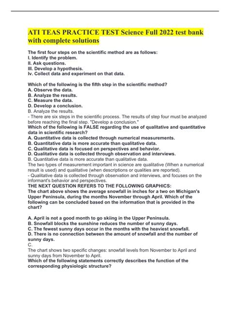Ati Teas Practice Test Science Full 2022 Test Bank With Complete