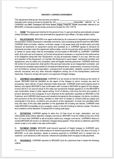 New Carrier Setup Packet Broker Template Carrier Agreement Etsy