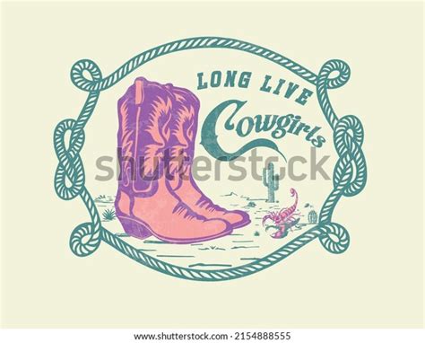 Cowgirl Boots Typography Vector Design Western Stock Vector Royalty