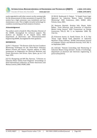 Irjet Fuzzy Logic Based Fault Detection In Induction Machines Using Cloud Pdf