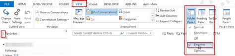 Tip 836 Missing Mail Favorites Outlook Tips
