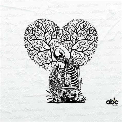Skeleton Lovers Tree Svg File Dead Love Svg Gothic Heart Svg