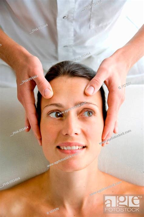 Woman Receiving A Face Acupressure Massage The Pressure On
