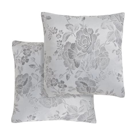 Grace Floral Jacquard Silver Cushion Covers Dakoda