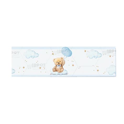 Fascetta Adesiva Per Nascita Bimbo A Tema Teddy Celeste