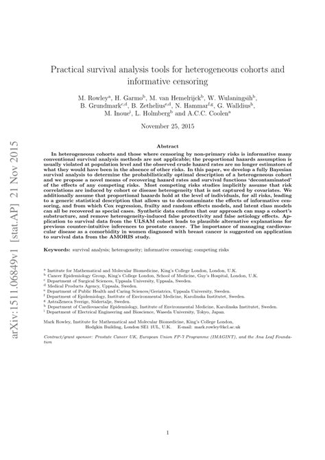 Pdf Practical Survival Analysis Tools For Heterogeneous Cohorts And Informative Censoring