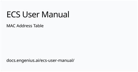 mac address table ecs user manual