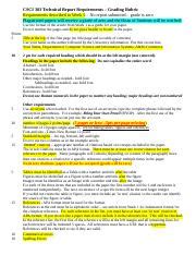TechnicalReportRequirements GradingRubric Docx CSCI 303 Technical Report Requirements