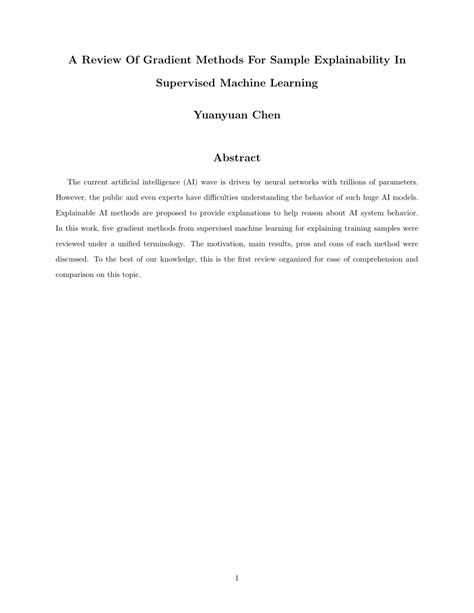 Pdf A Review Of Gradient Methods For Sample Explainability In Supervised Machine Learning